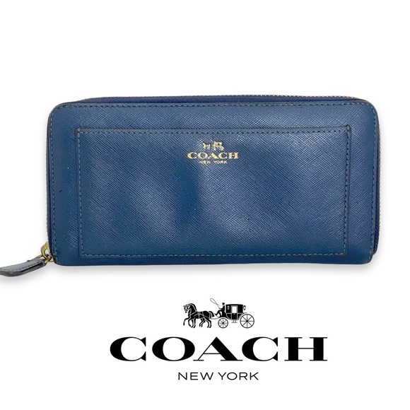 Coach | Bags | Coach Long Zip Around Wallet In Denim Blue | Poshmark